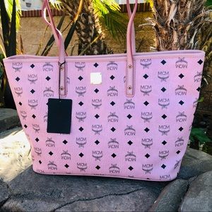 MCM | Bags | Mcm Medium Zip Shopper Tote Bag Purse Pink | Poshmark